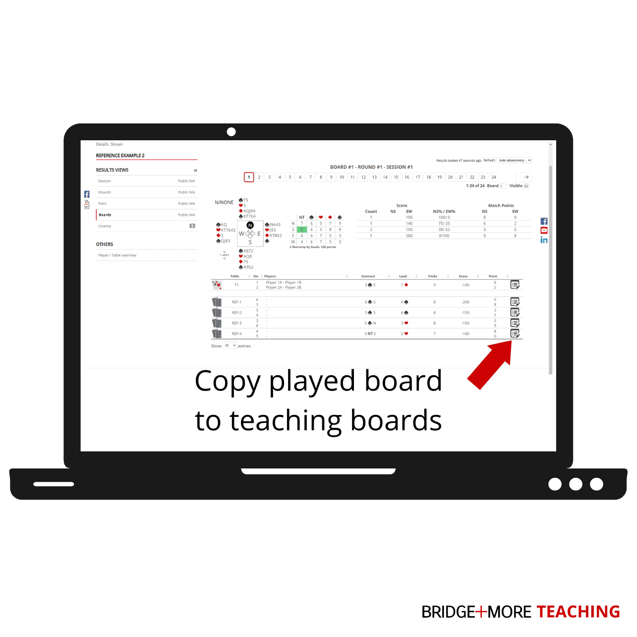 1.3 Copy boards to teaching boards | Help side for Bridge+More by ...